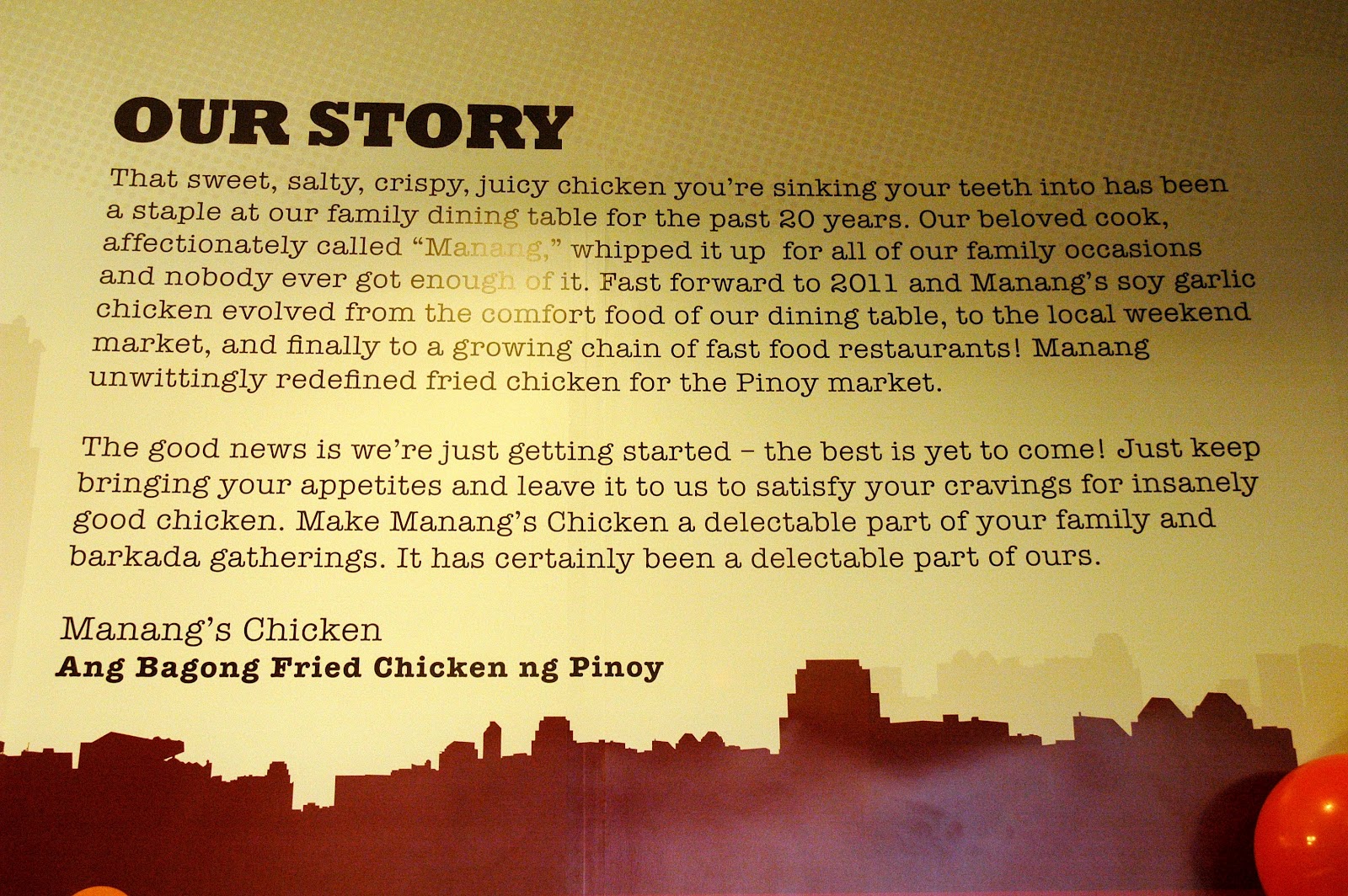 DUDE FOR FOOD: Food News: Manang's Chicken Opens in Visayas Avenue