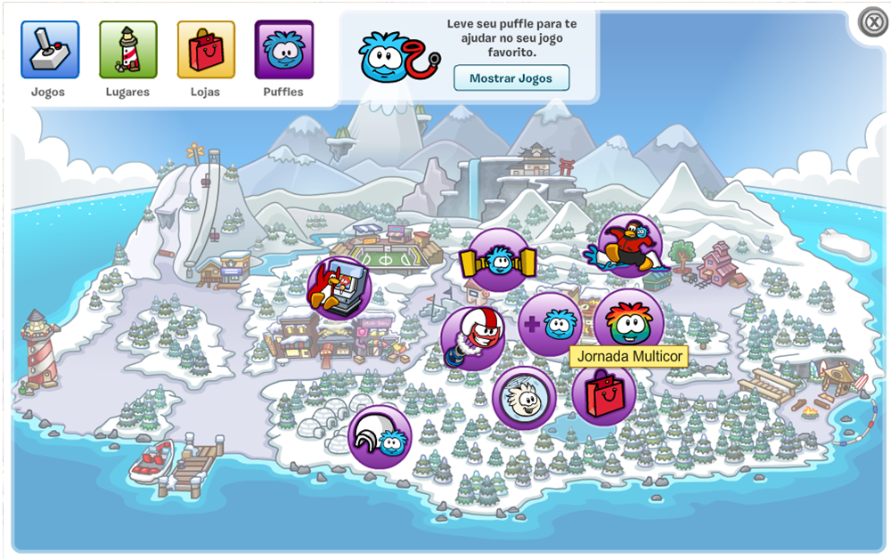 Club Penguin Polo: Atualização puffle multicolorido no mapa!