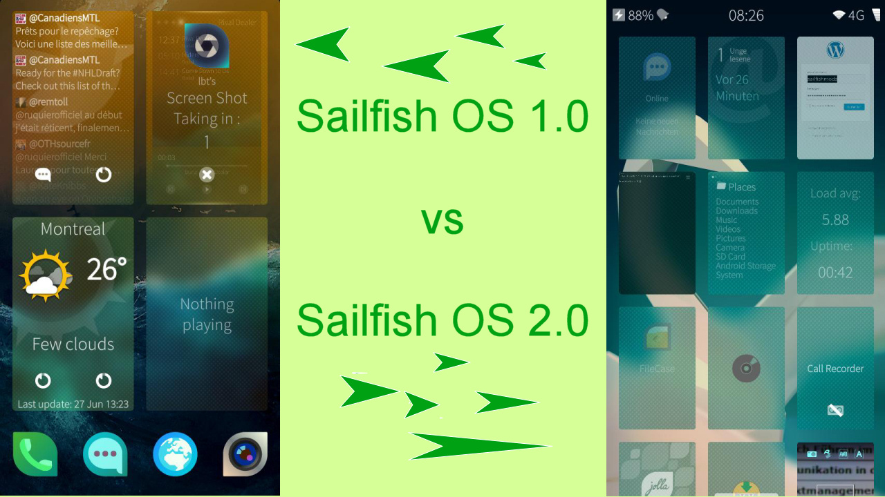 Sailfish OS Reviews: Gestures on Jolla's Sailfish OS 1.0 vs 2.0