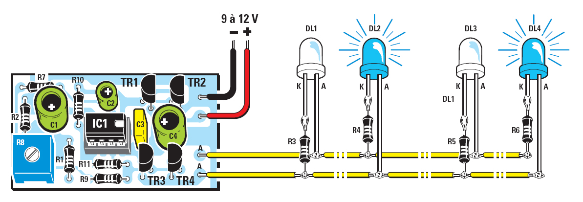 ` Tsai_Gaan: Un circuit clignotant universel pour LED bleues