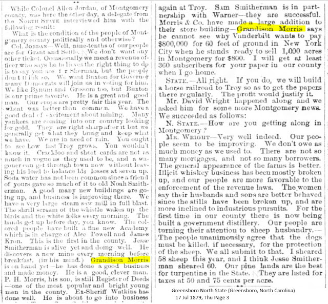 Uwharrie Roots: Grandison Fields Morris, son of John Jacky and Amelia ...