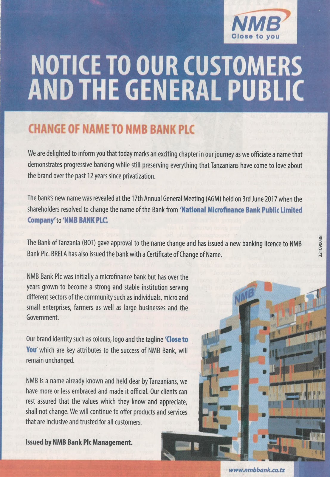 Kitomari Banking & Finance Blog: CHANGE OF NAME TO NMB BANK PLC
