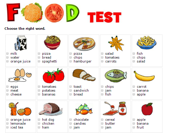 Blog de Inglés de Amparo: Vocabulary: Food test.