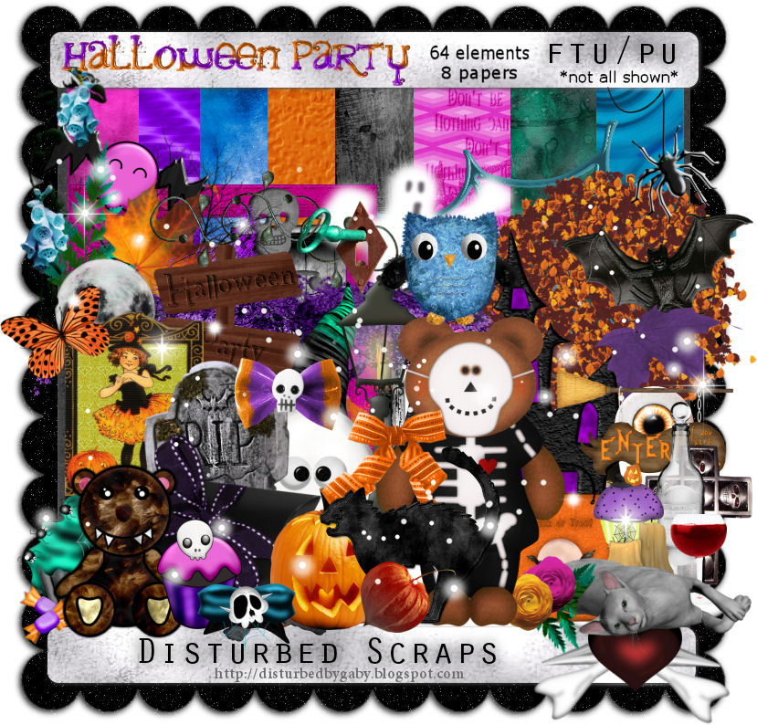 Disturbed PSP tutorials: Halloween Party Blog Train FTU Scrap