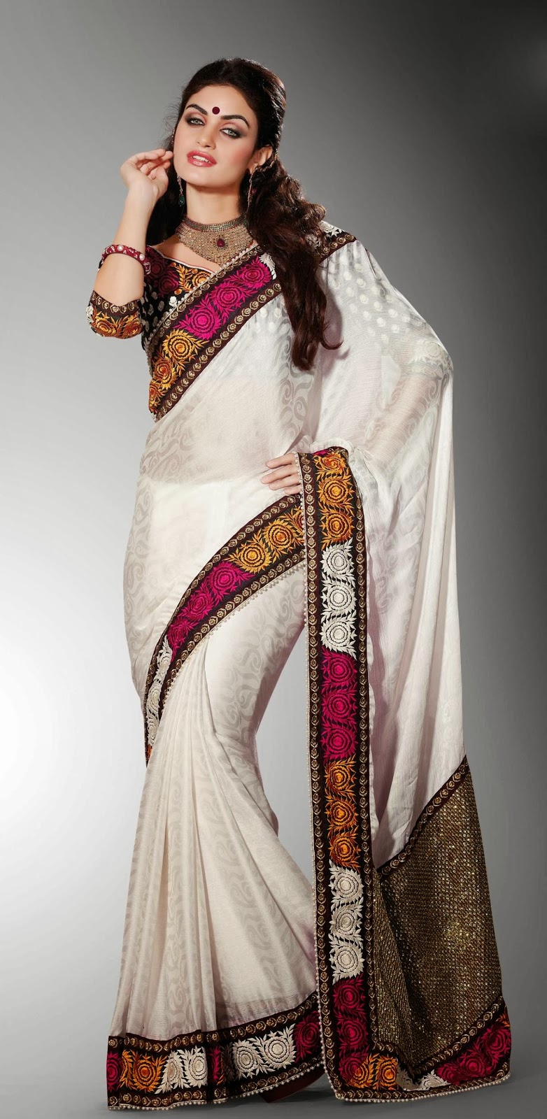 garden: White Saree Collection for Party, Eid and Christmas Wearing