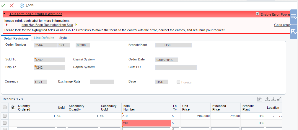 JD Edwards Unleashed: Item Restrictions and No-Item Restrictions