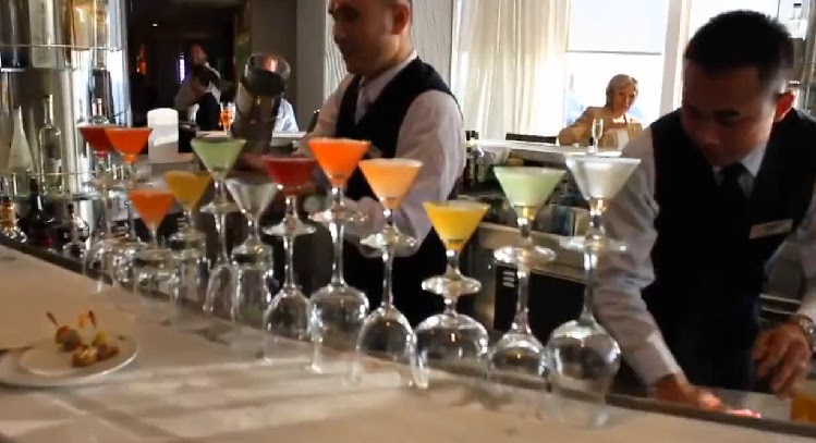 Bartending show off his skills