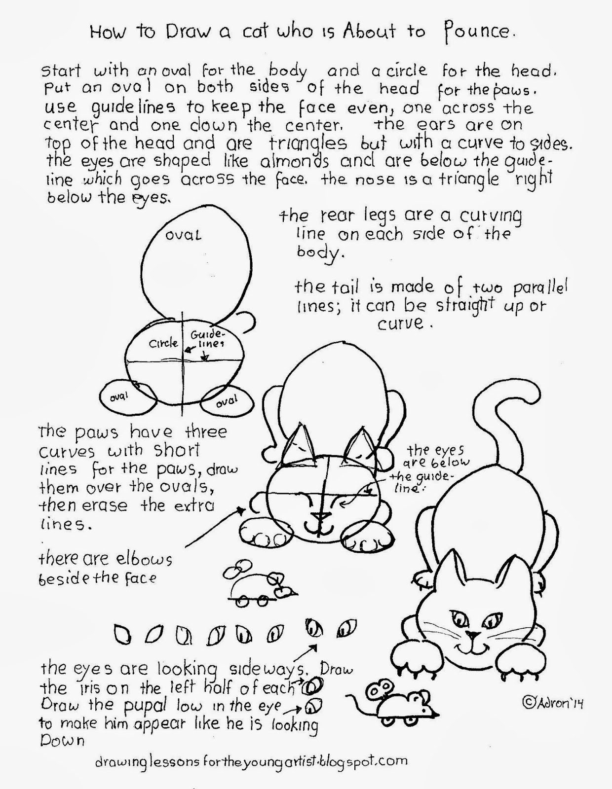How to Draw Worksheets for The Young Artist: How To Draw A Cat Who Is ...