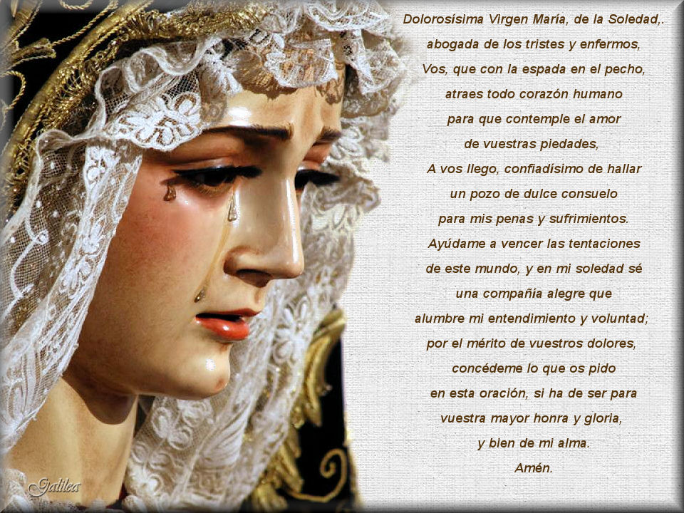Imágenes religiosas de Galilea: Oración a la Virgen María de la Soledad