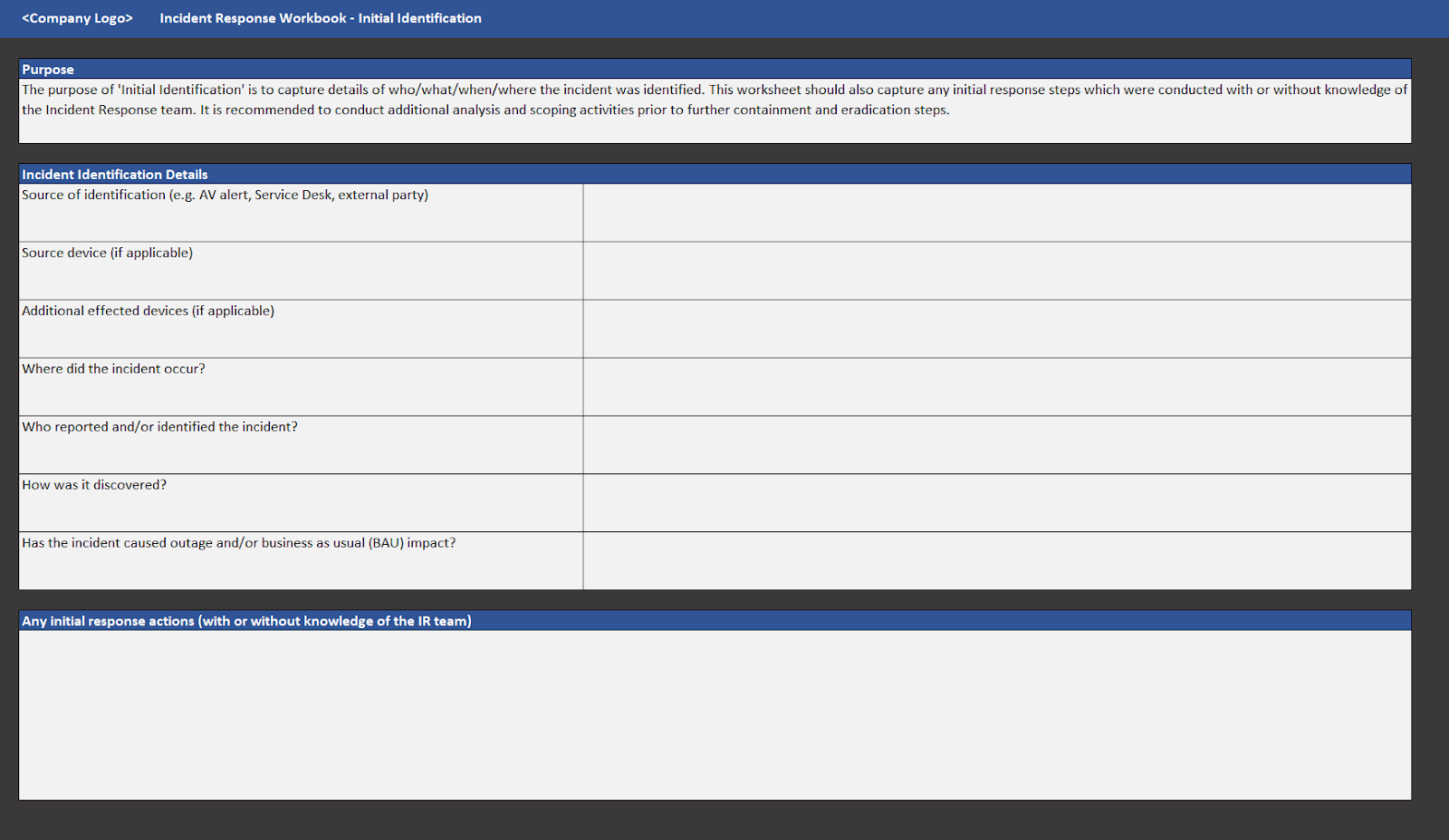 Free Incident Response Management and Documentation Workbook