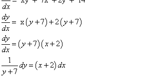 Differential Equations Solved Examples: dy/dx= xy + 7x +2y + 14