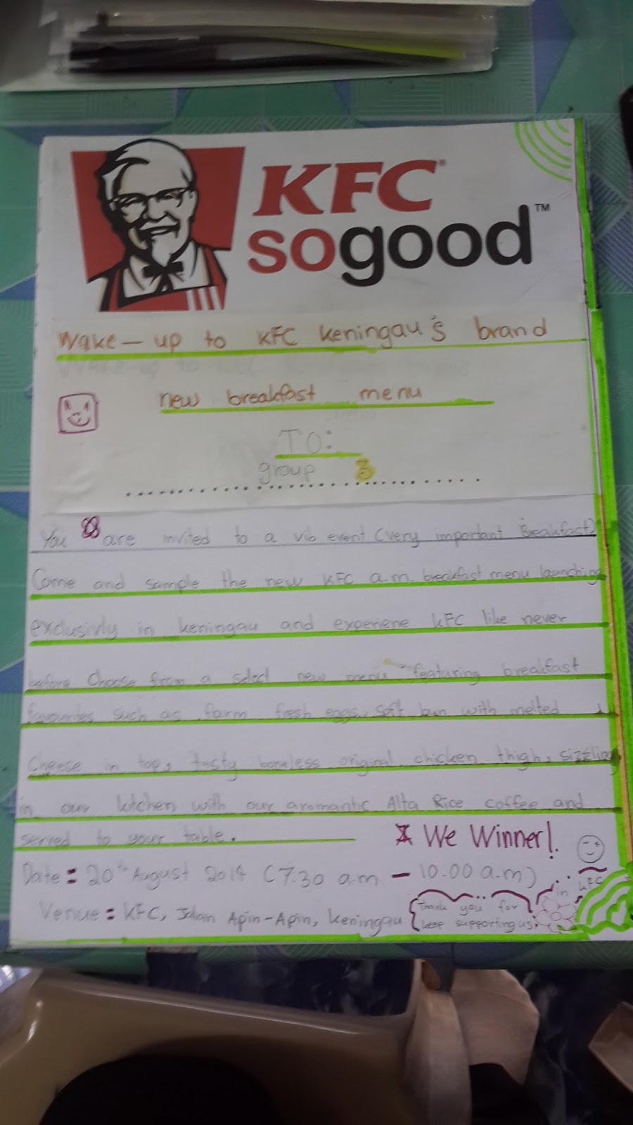 Writing 7 : Poster Template (KFC Invitation) ~ DIY Teaching Aids