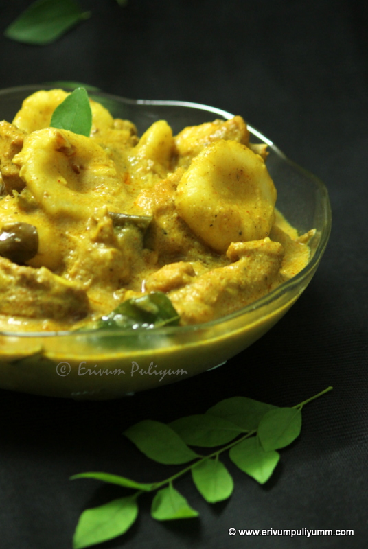 Erivum Puliyum: Kozhi Pidi | Rice Dumpling in Curried Chicken (Step by ...