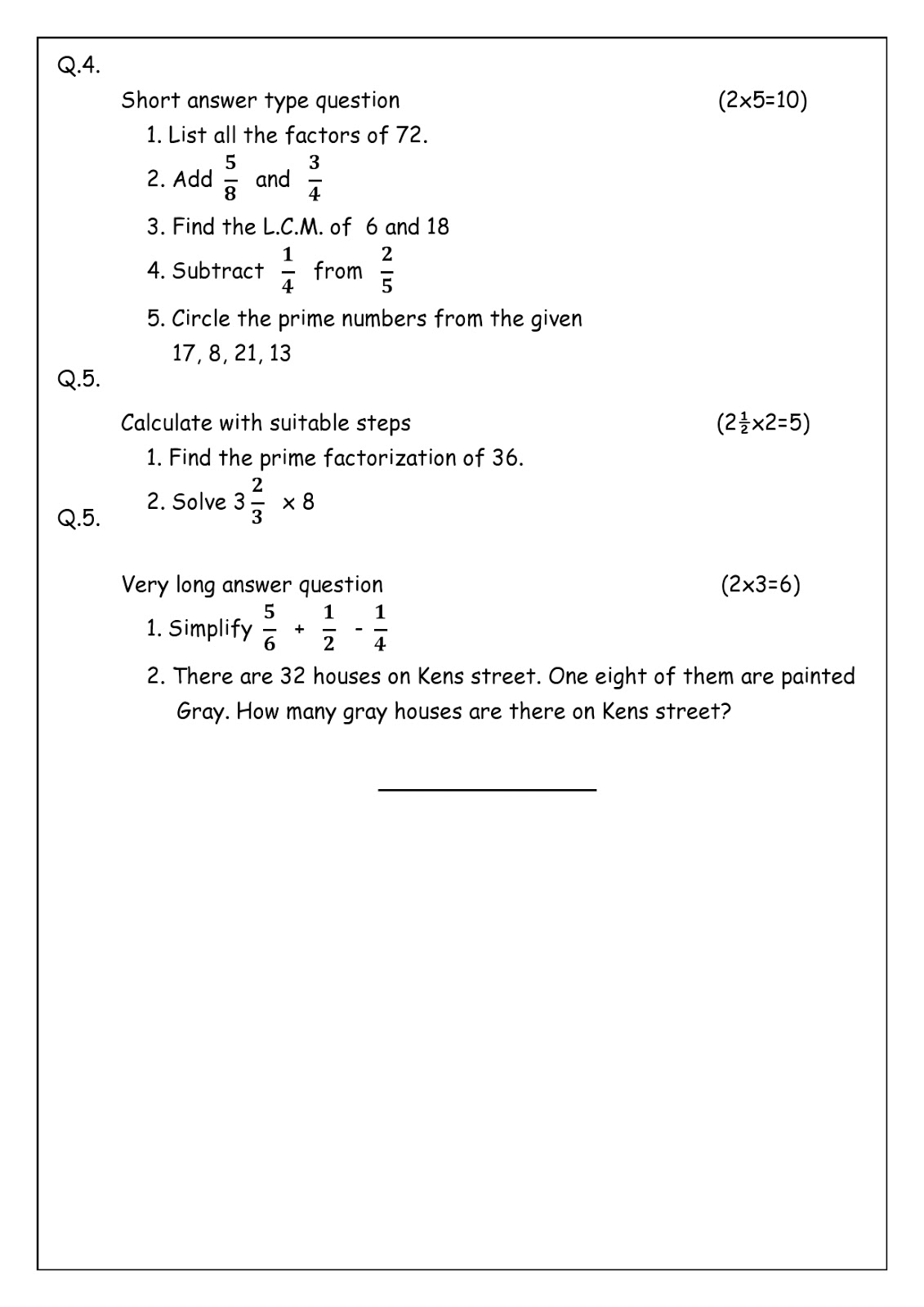 Birla World School Oman: Revision Worksheets for Grade 5 B