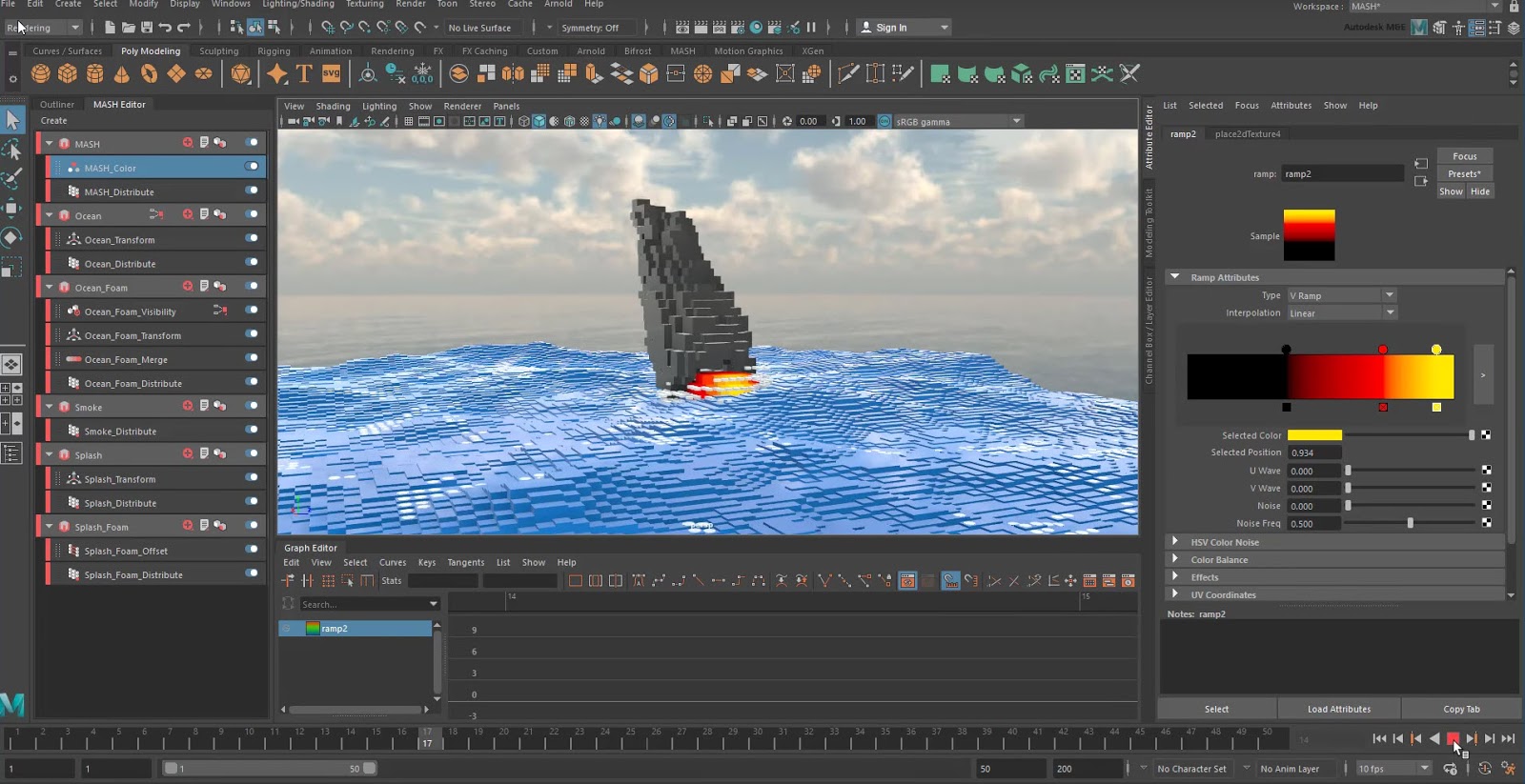 Maya MASH and Bifrost tutorial: Creating Blocky Ocean