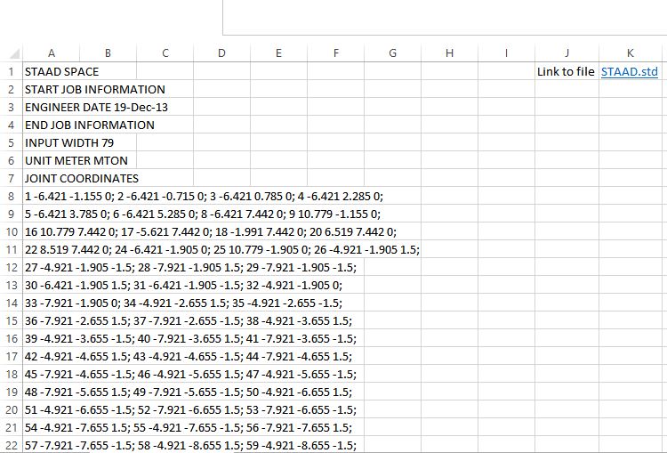 OpenSTAAD and Excel: Creating a .std File from an Excel Worksheet