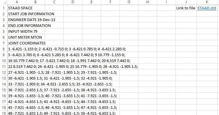 OpenSTAAD and Excel: Creating a .std File from an Excel Worksheet