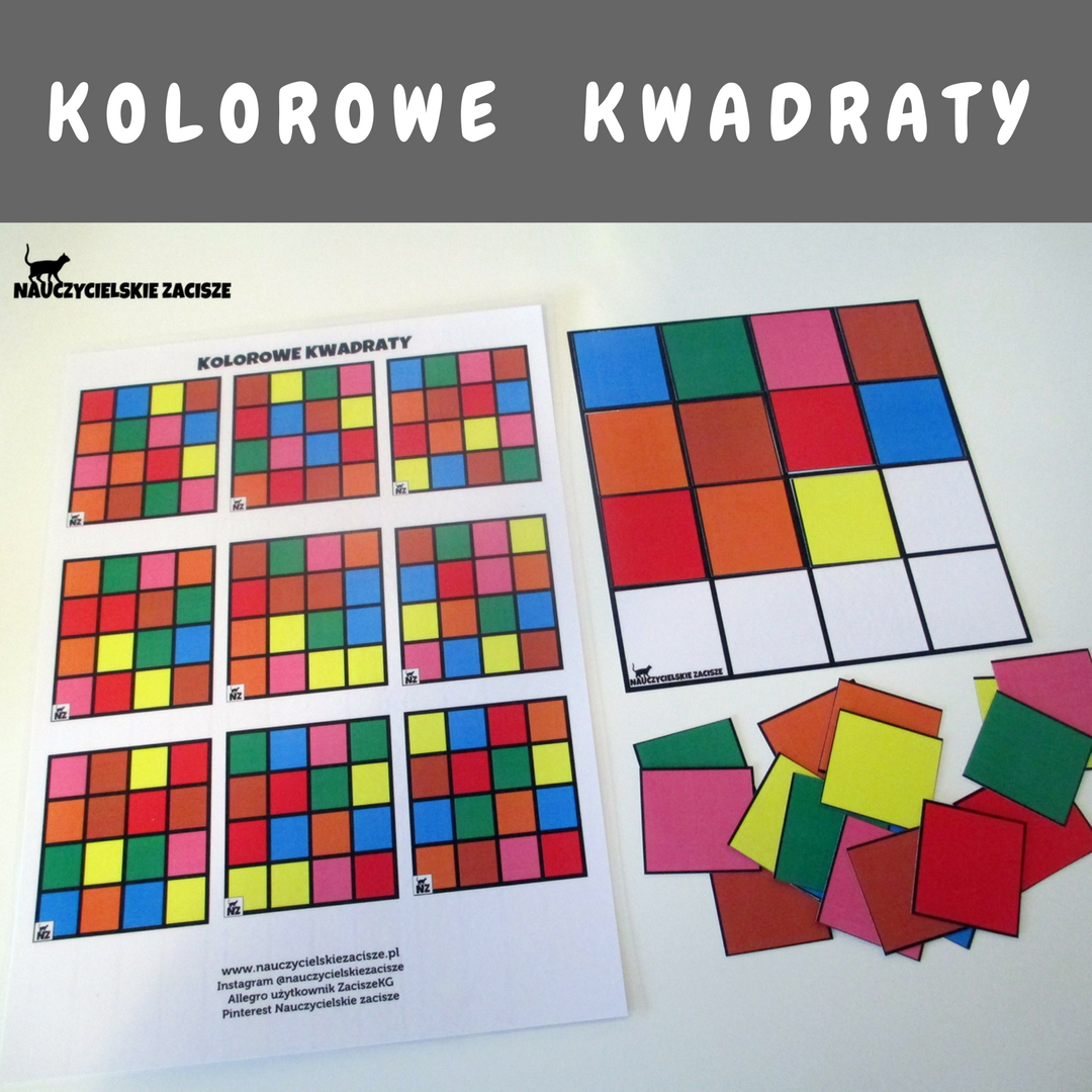 Nauczycielskie zacisze: Kolorowe kwadraty - układanka do druku