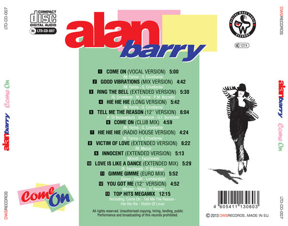 DWSRECORDS: ALAN BARRY - Come On [LTD-CD-007]