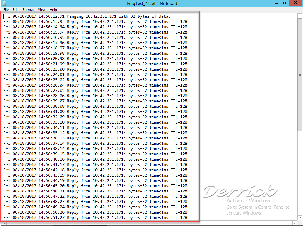 德瑞克：SQL Server 學習筆記: [Windows] PING add timestamp - 加上時間戳記
