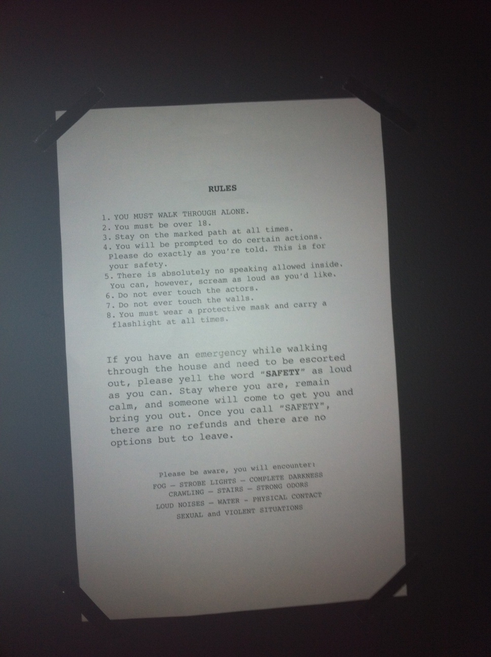 Blackout Haunted House Rules