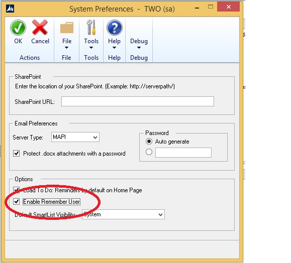 Dynamics GP Answers: How to enable Remember Username and password in ...