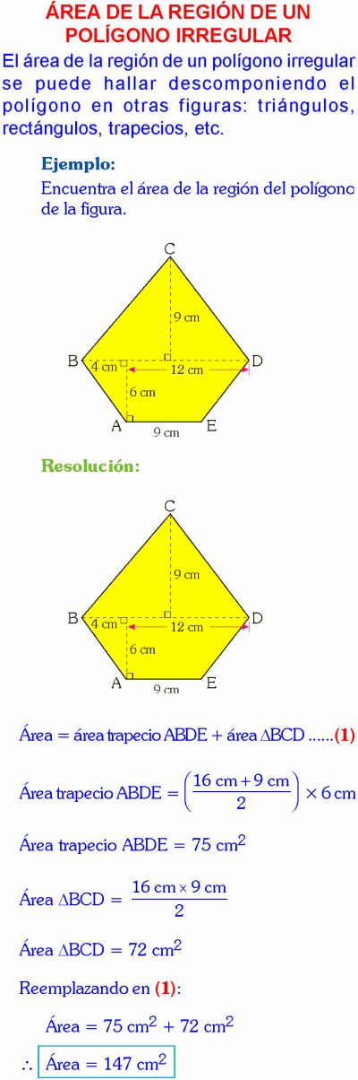 AREA DE UN POLIGONO REGULAR E IRREGULAR FORMULA EJEMPLOS Y EJERCICIOS ...