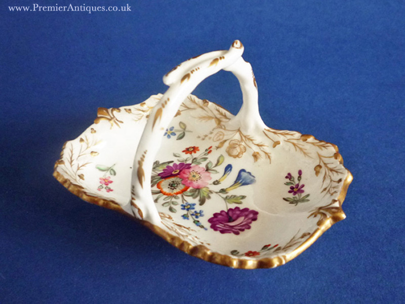 Premier Antiques: Antique Spode Hand Painted Miniature Porcelain Basket