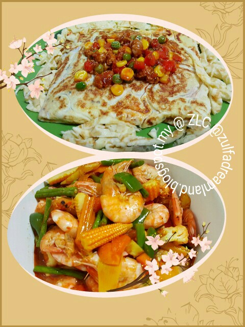 ZULFAZA LOVES COOKING: Iftar 2: Paprik udang, Tomyam Udang dan Telur Bistik