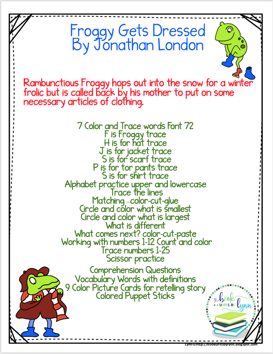 FROGGY GETS DRESSED BOOK UNIT ~ Book Units by Lynn