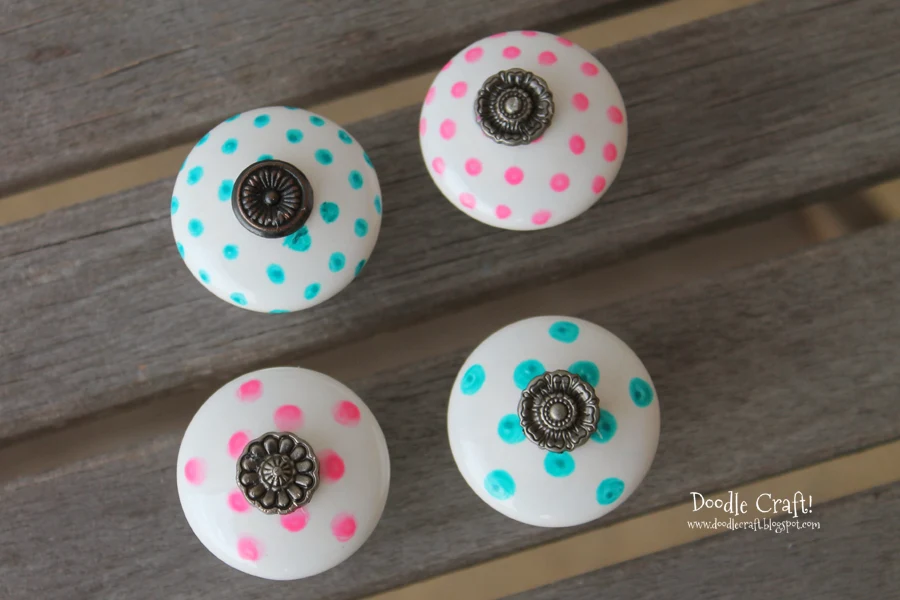 Handpainted Polka Dot Ceramic Knobs!