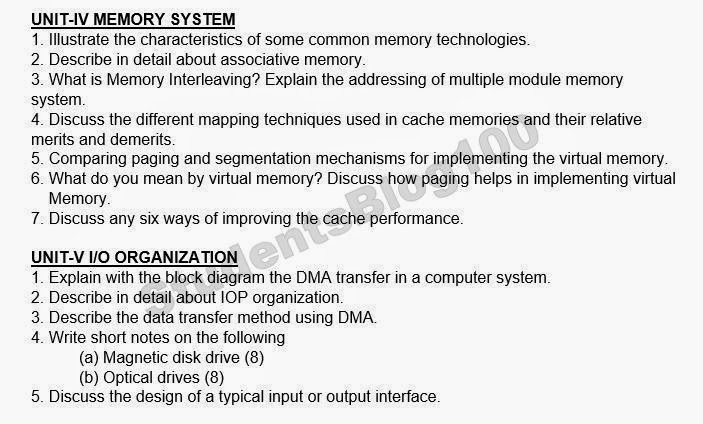 CS6303 COMPUTER ARCHITECTURE COA IMPORTANT QUESTIONS - 3RD SEM CSE/IT ...