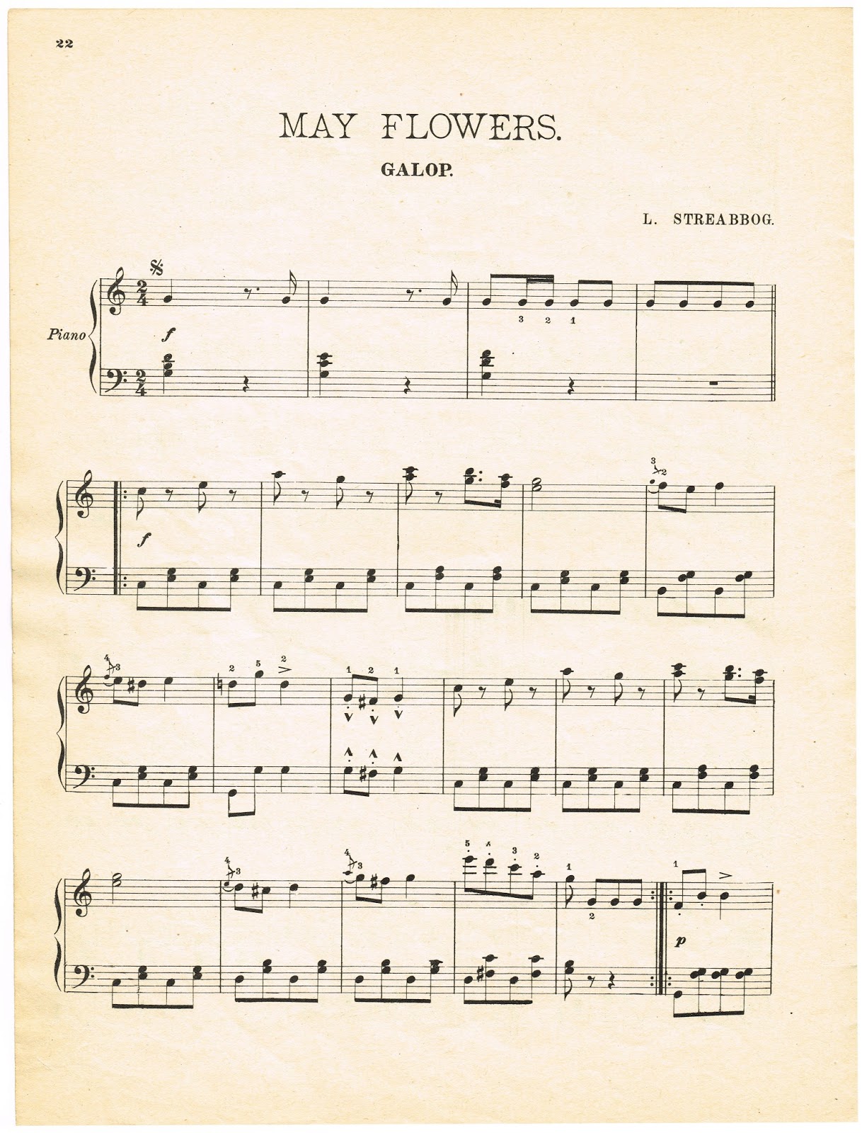 Free Printable - Antique May Flowers Sheet Music - Knick of Time