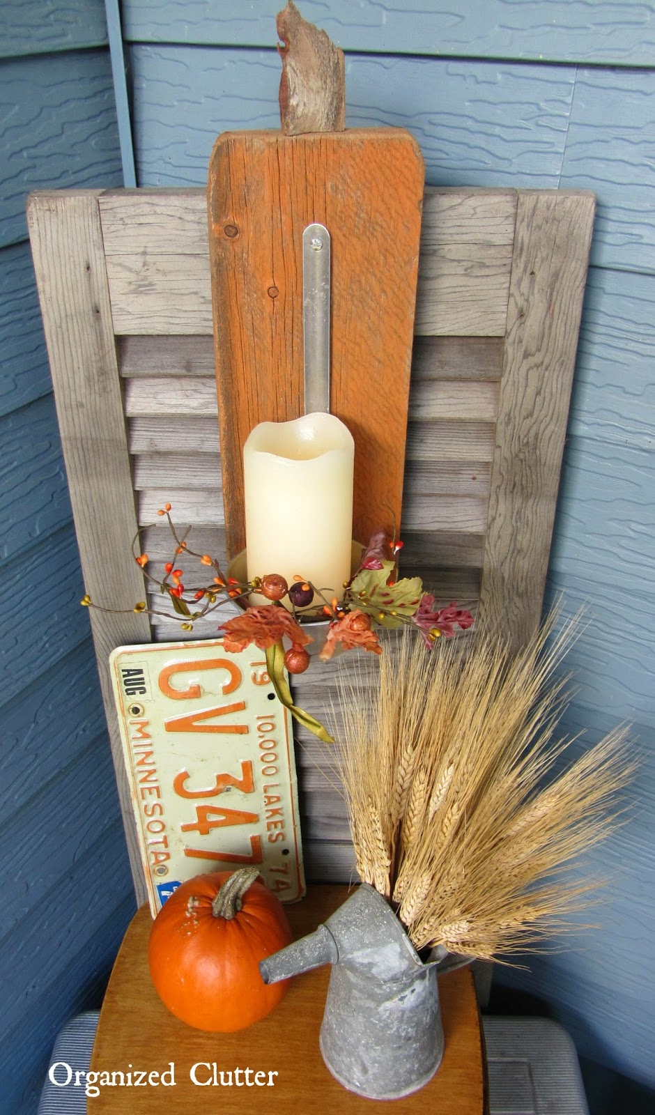 One Rustic Fall Vignette Two Ways - Take Your Pick! - Organized Clutter