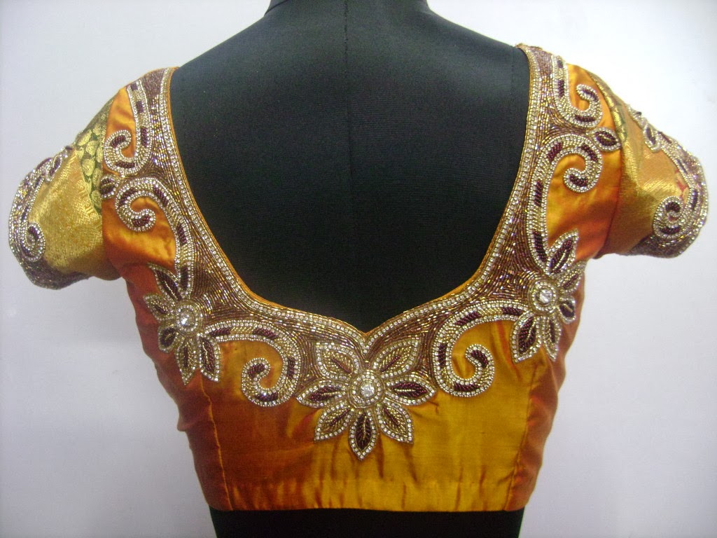 Lakshmi Boutique: Hand Embroidery - Blouse Back neck Designs - Vol-5