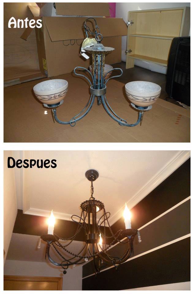Antes y Después: lámpara colgante y su collar de perlas negras ...