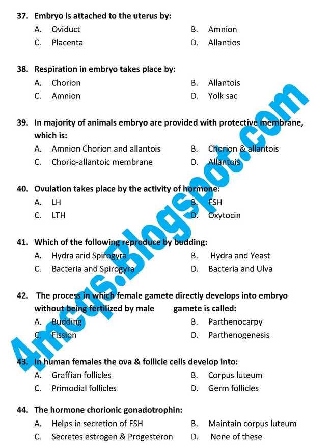4 MCQ's: Chapter # 4 - REPRODUCTION - Mcqs 4 MCQ's: Chapter # 4 - REPRODUCTION - Mcqs