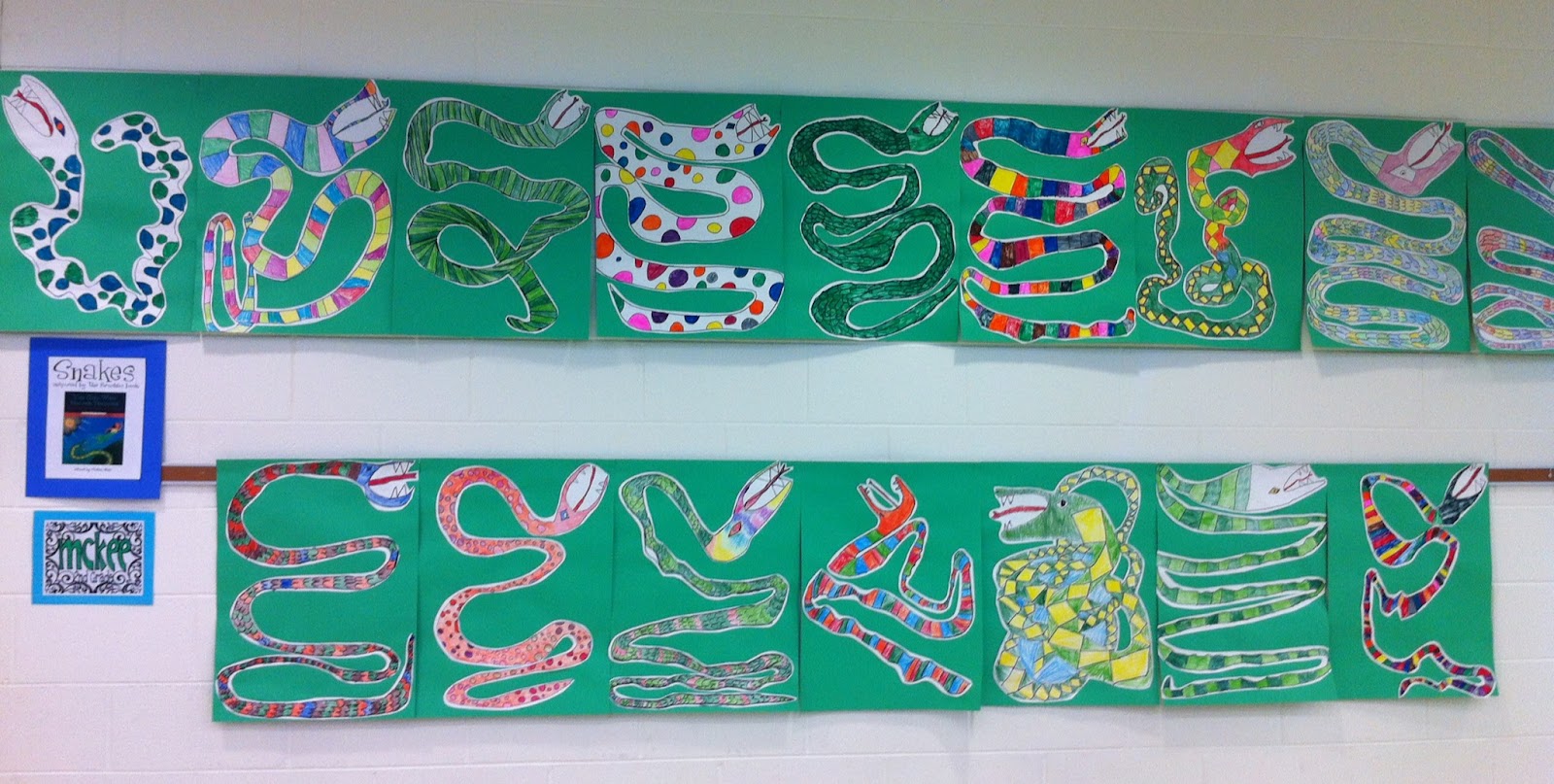 Apex Elementary Art: slithery snakes by second grade