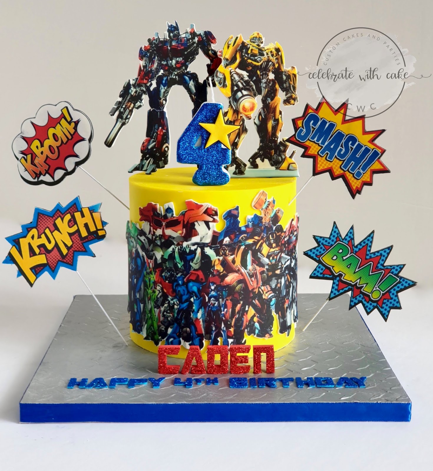 Transformer themed single Tier Cake