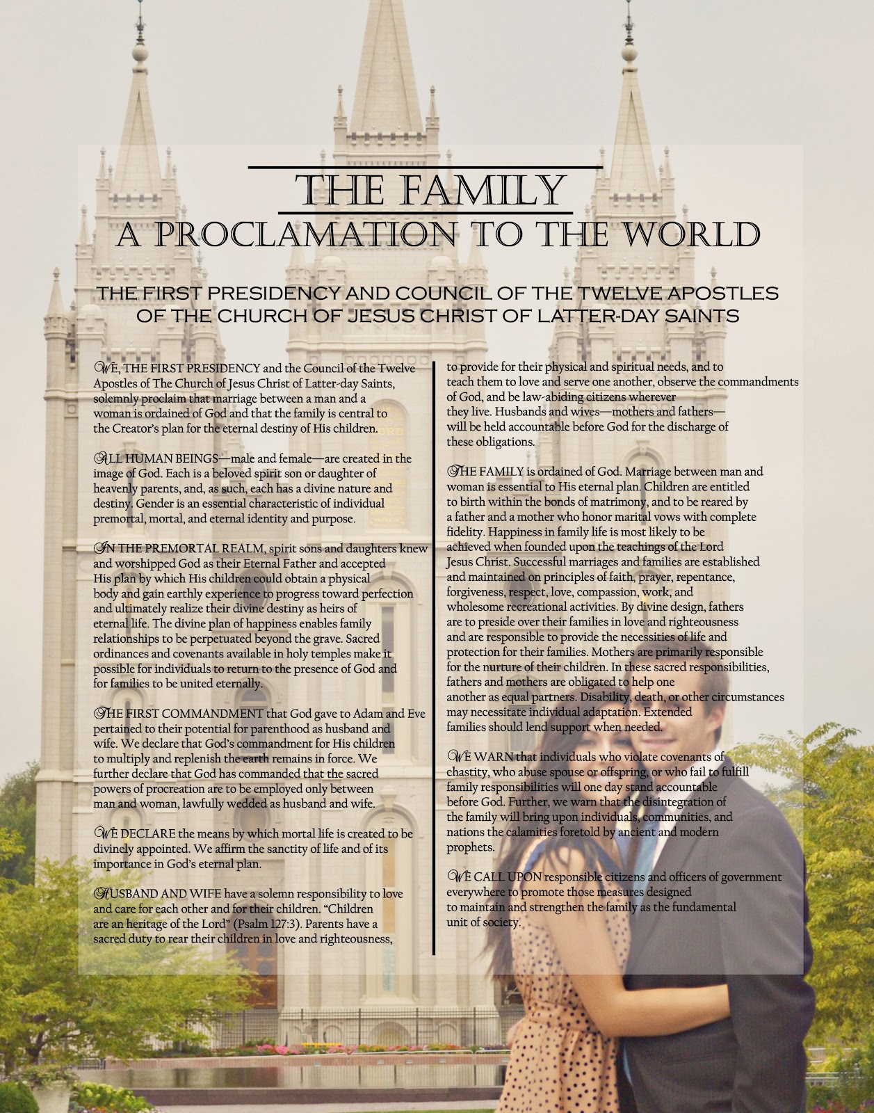A Pocket full of LDS prints: Family Proclamation picture samples