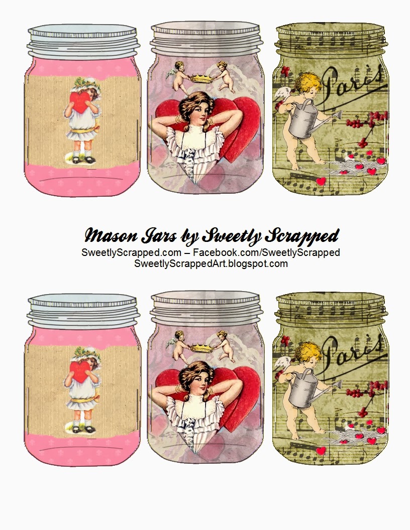 Sweetly Scrapped: Valentine Mason Jars, Free Printable