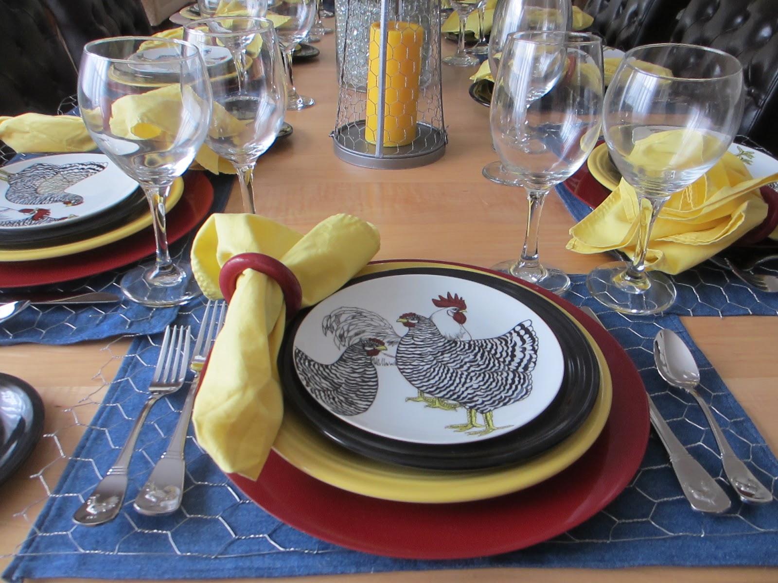 The Welcomed Guest: Chickens and Sunflowers Tablescape