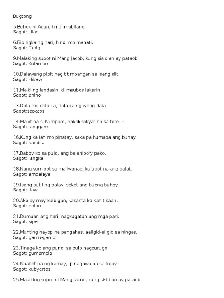 bugtong bugtong - philippin news collections