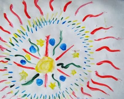 Pinto el sol con témperas