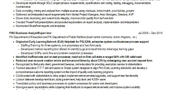 PMO Data Analyst Sample Resume Format in Word Free Download