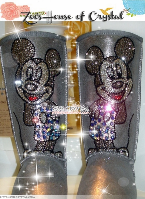 WINTER UGG Inspire Mickey Mouse Sheepskin Wool Boots with CRYSTALS ...