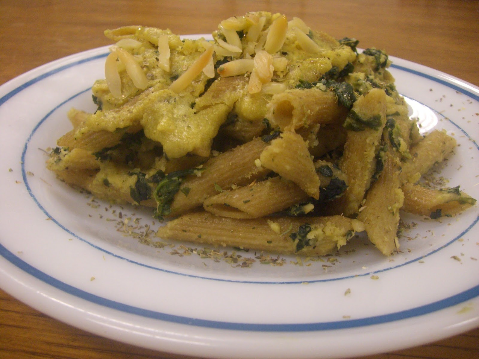 AfroVeganChick: Baked Cashew Cheese Penne, Spinach, & Almond Puree