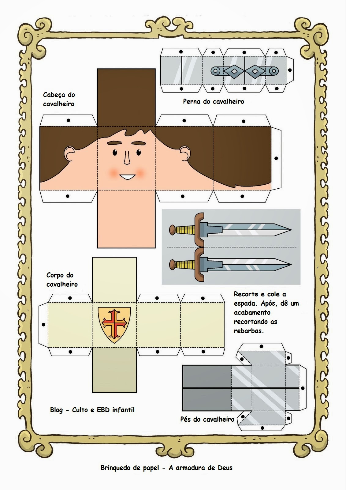 Culto e Ebd Infantil: Armadura do soldado - molde