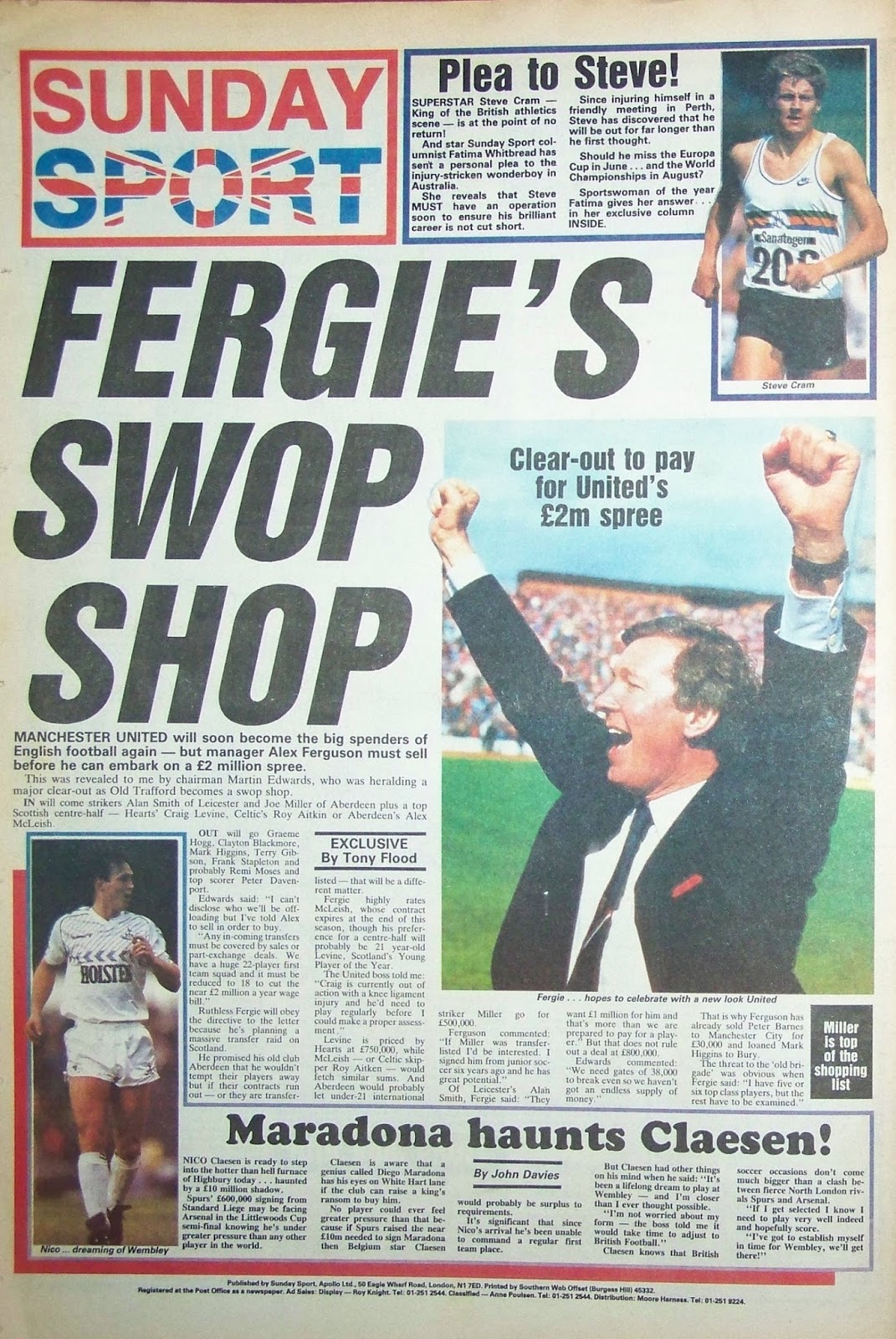 Sunday Sport Newspaper 8th February 1987