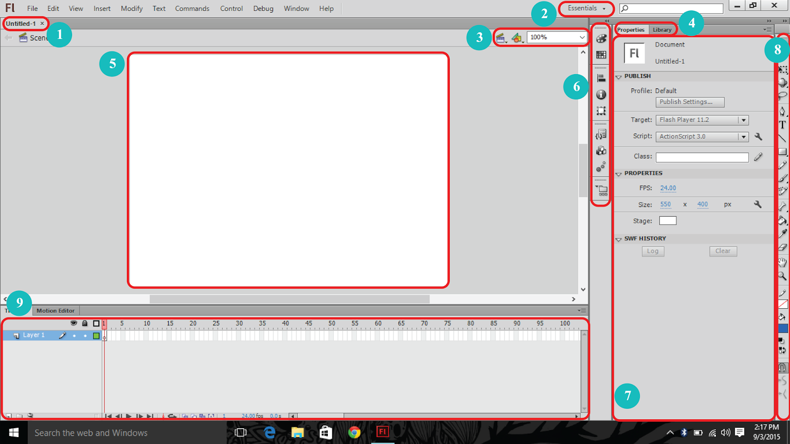 Prak 1 - Mengenal Tampilan Adobe Flash Professional